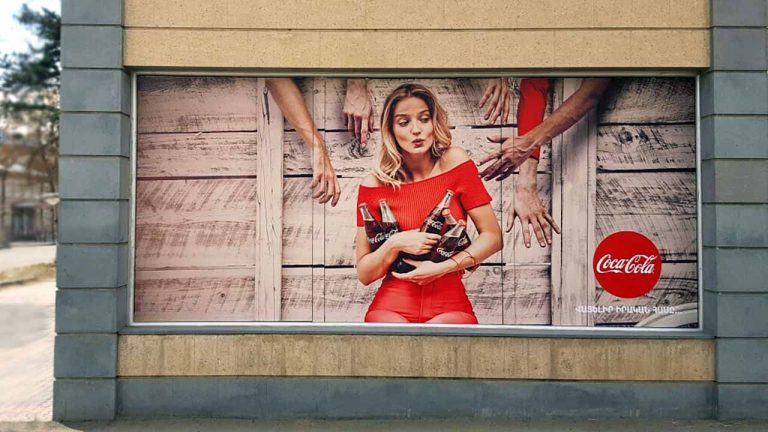 Coca cola opaque vinyl outdoor window decals | Front Signs