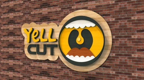 Yell Cut logo sign 3D modeling and rendering | Front Signs