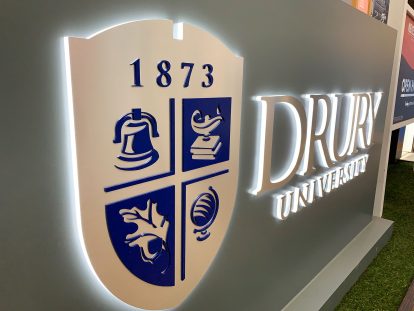 Drury University monument sign with halo lit letters | Front Signs