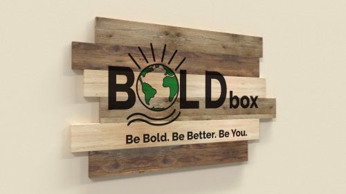Wooden signage graphic design for Bold Box | Front Signs