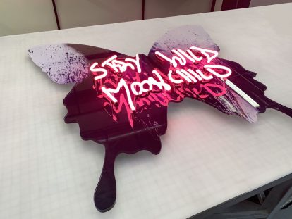 Butterfly acrylic signage with neon lights | Front Signs