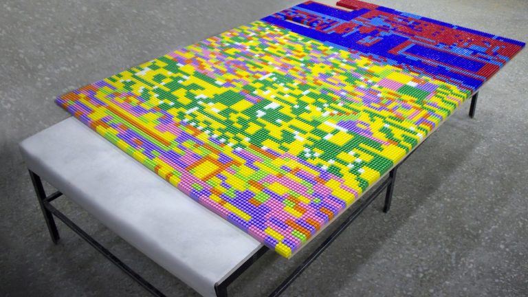 Custom decorative sign made of colorful legos on a wooden board | Front ...