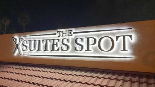 The Suites Spot 3D sign made of aluminum and acrylic | Front Signs