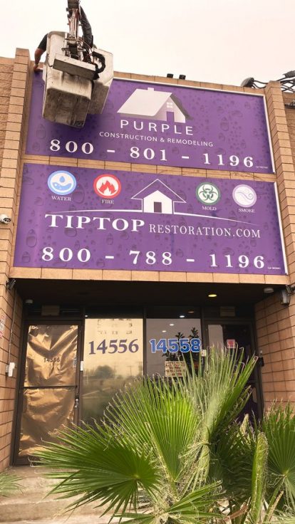 Purple Construction & Modeling aluminum sign | Front Signs