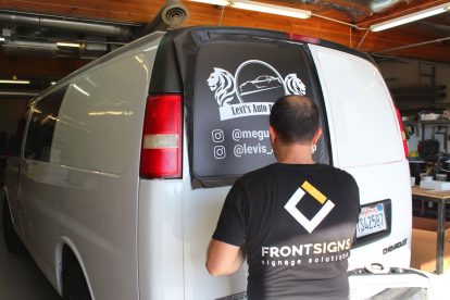Van window vinyl wrap installation process | Front Signs