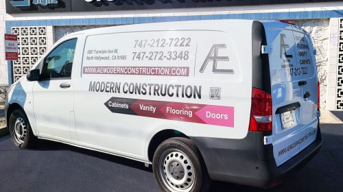 AE Modern Construction company vehicle wrap | Front Signs