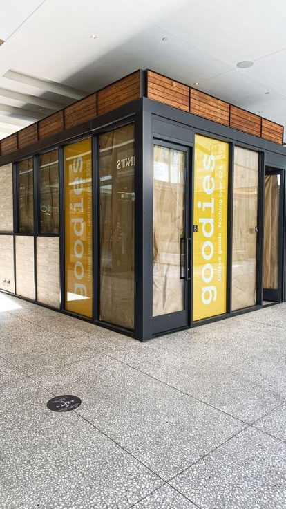 Goodies custom-made storefront window decals | Front Signs