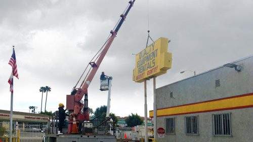 The process of replacement of a pylon signage | Front Signs