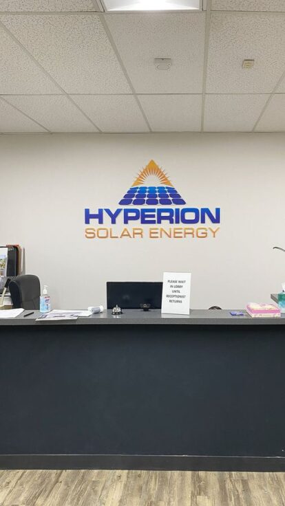 Hyperion Solar Energy front desk 3D letters | Front Signs