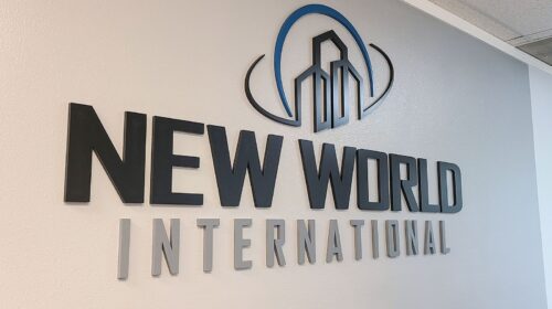 New World International office 3D letters | Front Signs