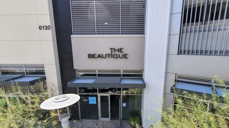 The Beautique outdoor branding high rise sign | Front Signs