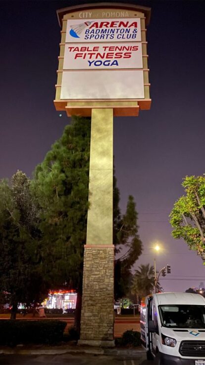 Arena Badminton & Sports Club LED sign face replacement | Front Signs
