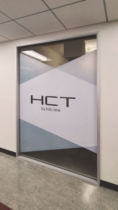 HCT office window decals made of clear vinyl | Front Signs
