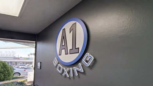 A1 Boxing acrylic 3D sign pin-mounted to the wall | Front Signs