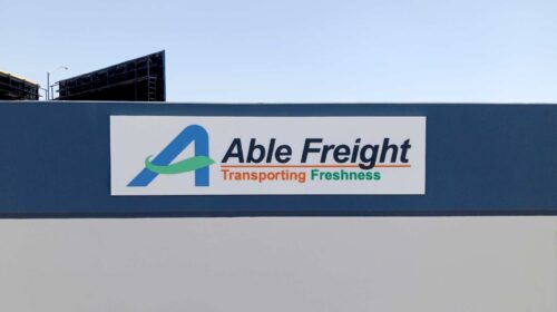 Able Freight building sign made of aluminum and PVC | Front Signs