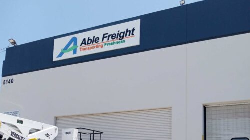 Able Freight high rise sign made of aluminum and PVC | Front Signs