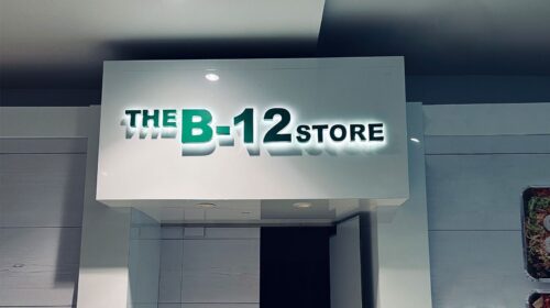 The B-12 Store reverse channel letters made of aluminum | Front Signs