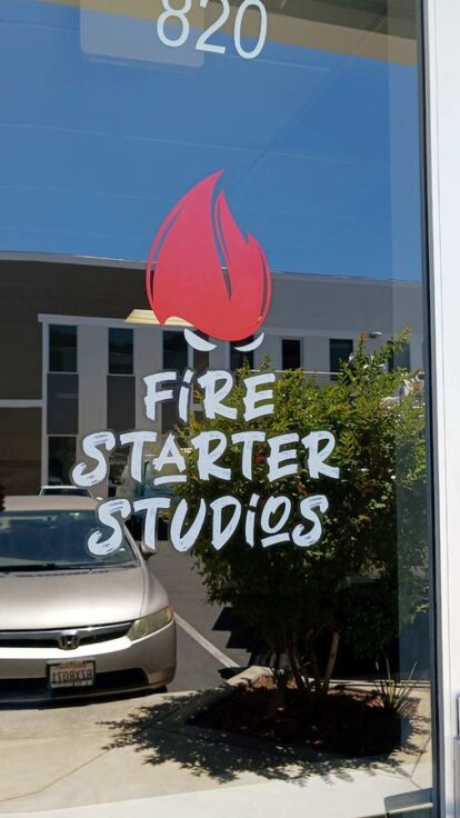 Fire Starter Studios window decal made of vinyl | Front Signs
