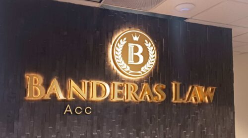 Banderas Law light up signs made of lexan | Front Signs