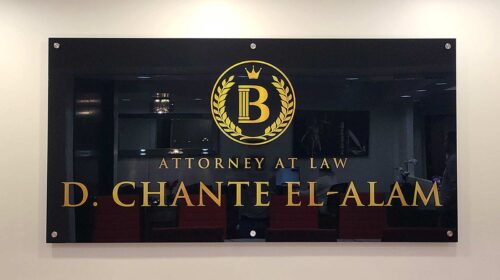 Attorney at Law interior sign placed on the wall | Front Signs