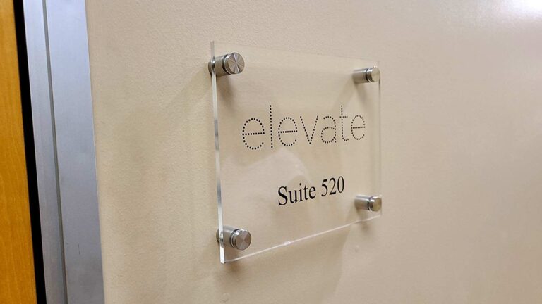 Elevate interior sign made of acrylic material | Front Signs