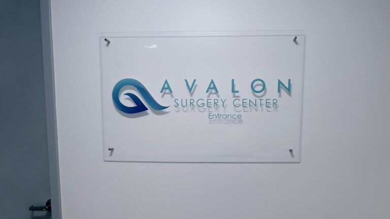 Avalon Surgery Center acrylic sign installed on the wall | Front Signs