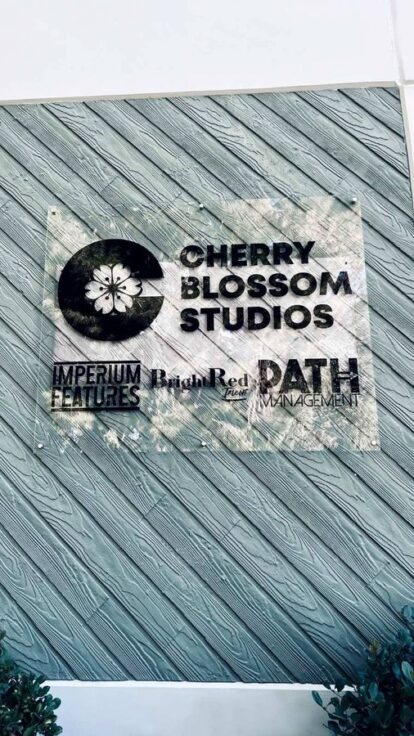 Cherry Blossom Studios acrylic sign for exterior branding | Front Signs