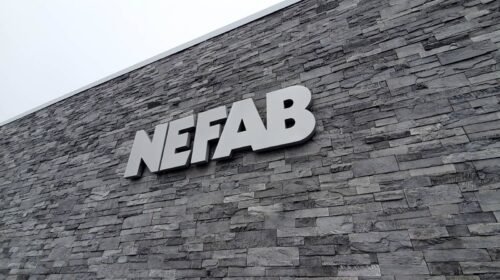 Nefab outdoor sign made for exterior branding | Front Signs
