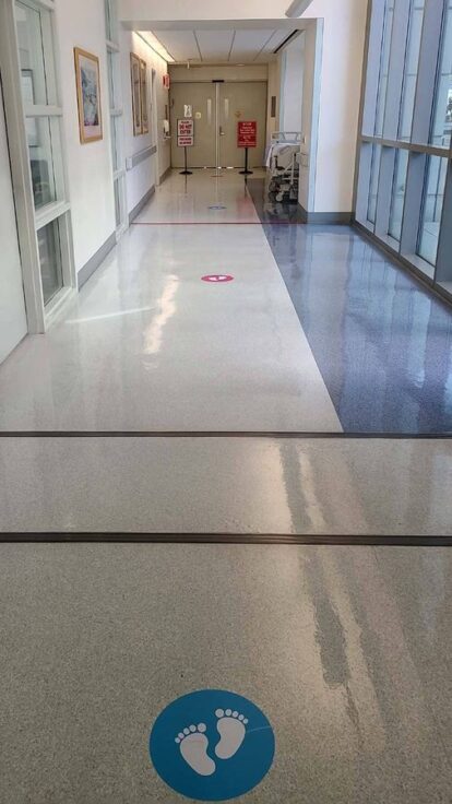 Valley Presbyterian Hospital floor decals made of vinyl | Front Signs