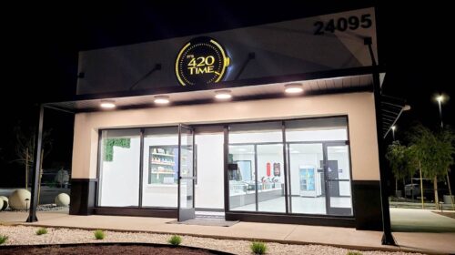 It's 420 Time light box sign decorating the facade | Front Signs