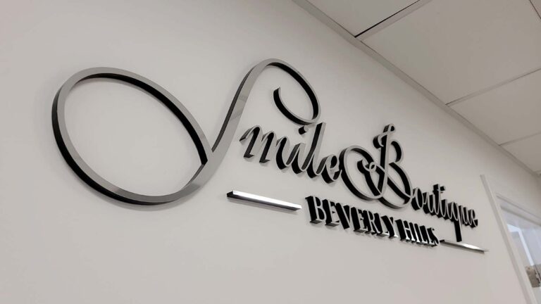 Smile Boutique lobby sign for interior branding | Front Signs