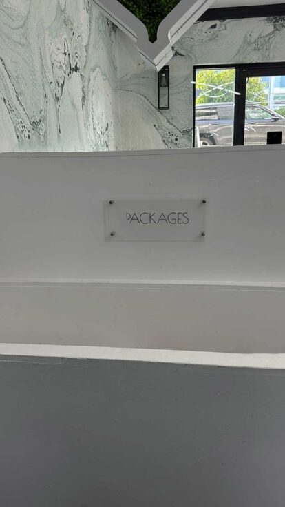 SD Property Management acrylic sign for informative goals | Front Signs