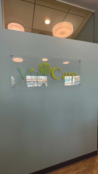 Via Care lobby sign for interior branding | Front Signs