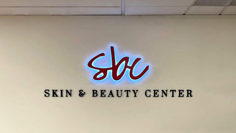 SBC, Skin & Beauty Center 3D signs for branding | Front Signs