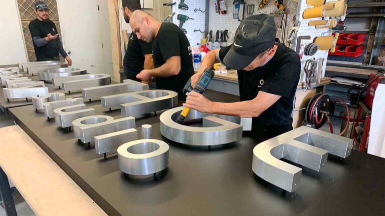 Pin-mounted channel Letter on a raceway fabrication process | Front Signs