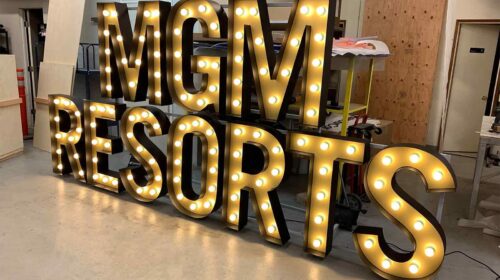 Light up custom cinema sign for MGM Resorts | Front Signs