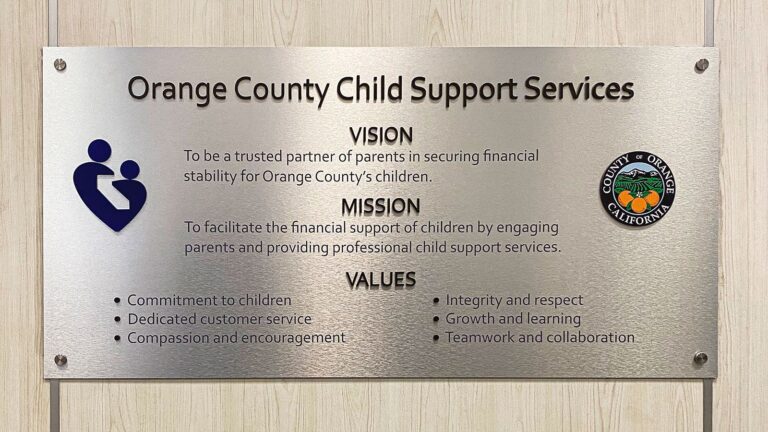 Orange County Child Support Services aluminum sign | Front Signs