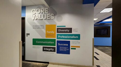 SJVC lobby signs for office interior design | Front Signs