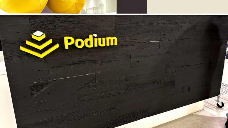 Podium Audio 3D signs for lobby branding | Front Signs
