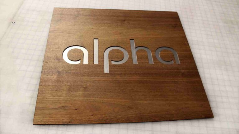 Alpha wooden and aluminum engraved signage | Front Signs