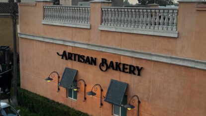 Crust Artisan Bakery black aluminum store sign for branding | Front Signs