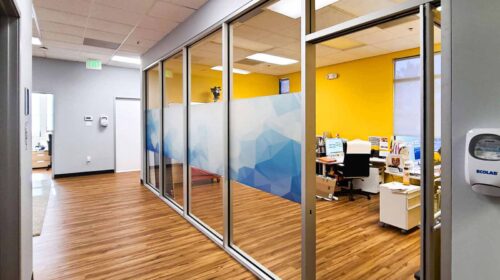 Office window partition decals made of frosted vinyl | Front Signs