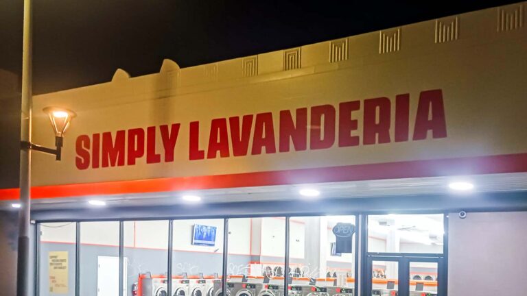 Simply Lavanderia Vibrant Orange Outdoor Wall Painting | Front Signs