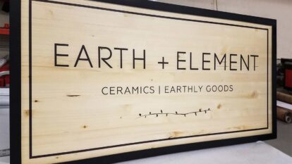 Earth + Element Ceramics Store wooden sign | Front Signs
