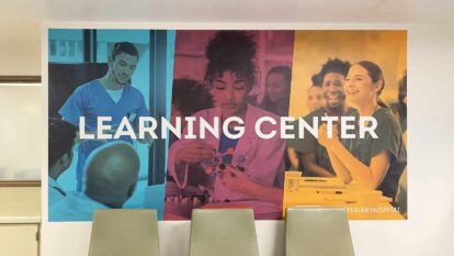 Hospital learning center lobby wall decal | Front Signs