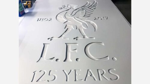 Engraved PVC signage with the logo of LFC | Front Signs