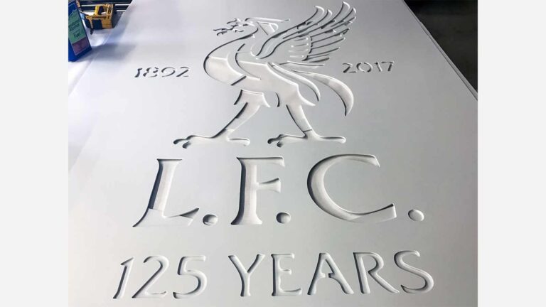 Engraved PVC signage with the logo of LFC | Front Signs
