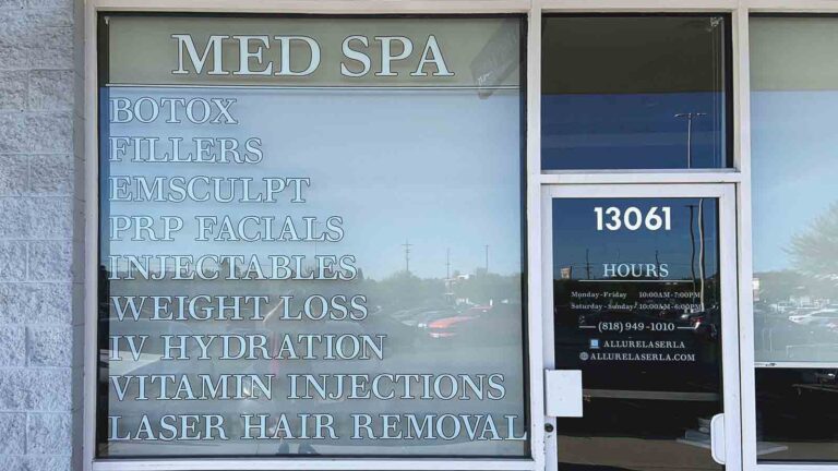 Med Spa storefront window vinyl lettering | Front Signs