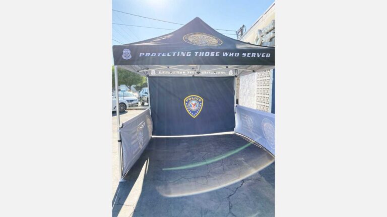 Police canopy tent with custom printed banners | Front Signs