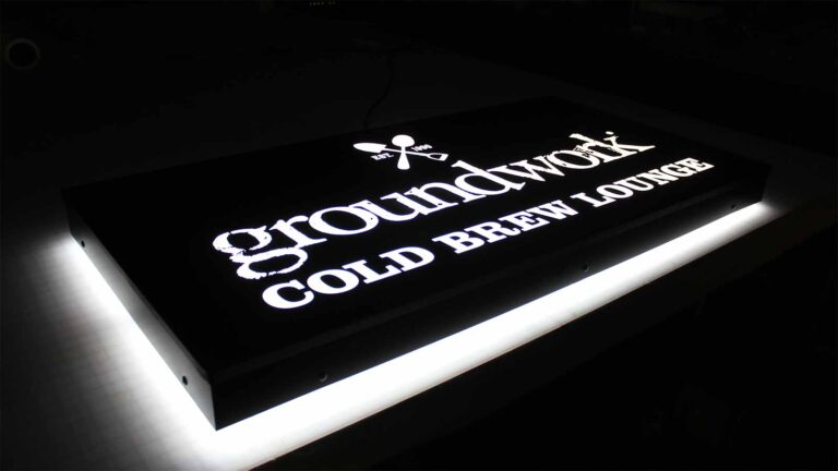 Backlit business sign for Cold Brew Lounge | Front Signs